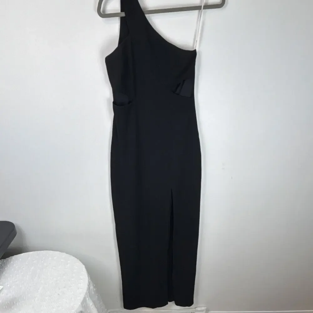 Lulus | Dresses | Lulus Black One Shoulder Side Cut Out Maxi Dress Side ...